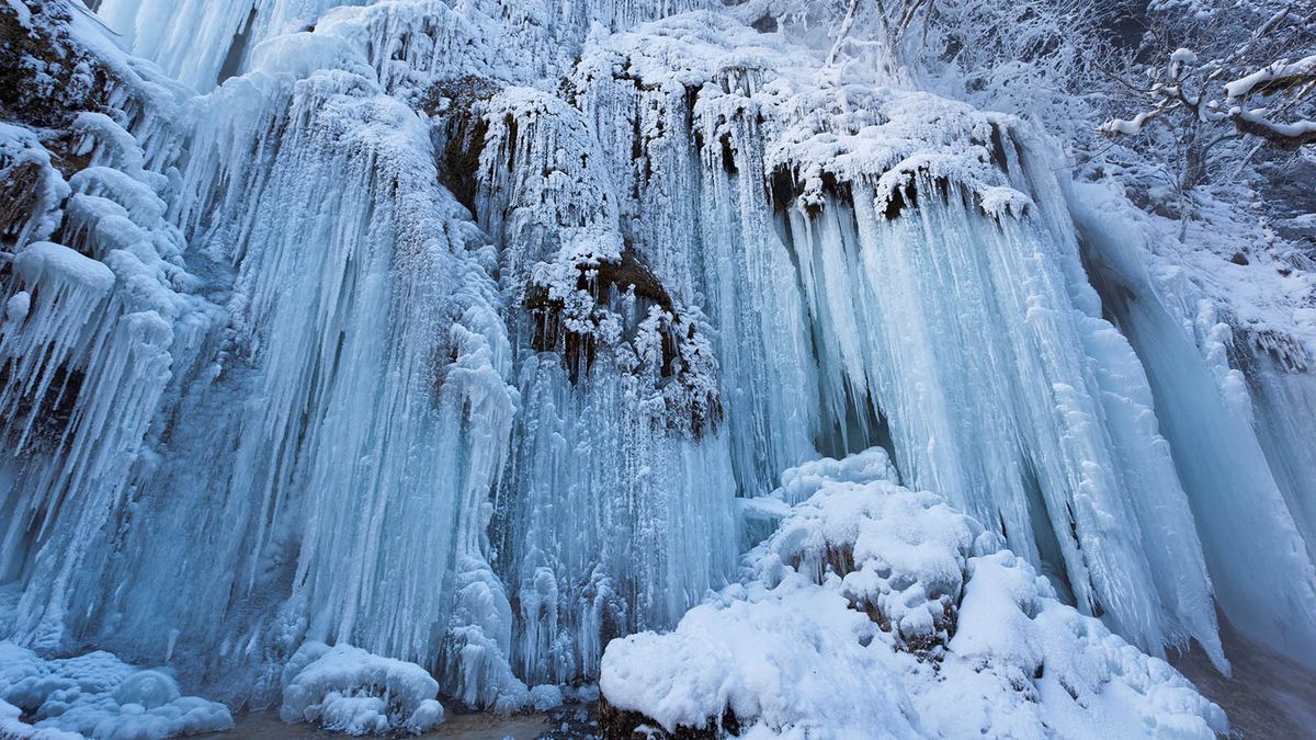 Frozen Waterfall In New York